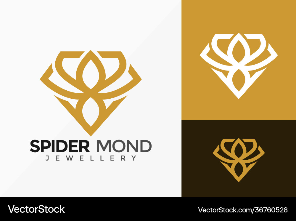 Luxury spider line art diamond logo design Vector Image