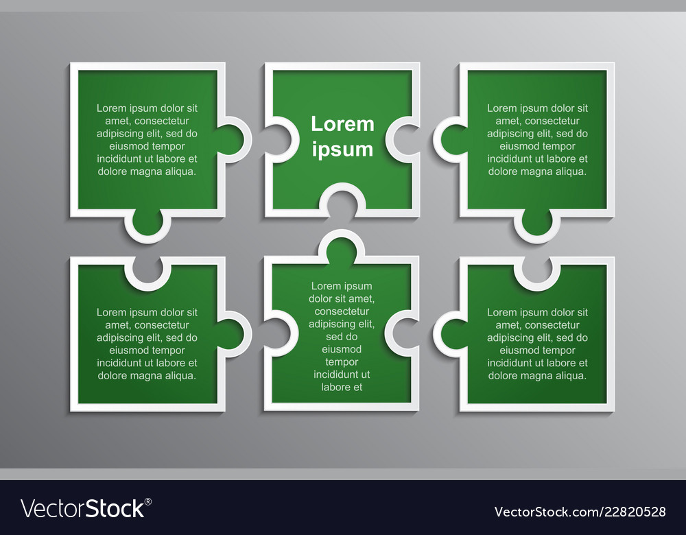 Puzzle infographics jigsaw six steps puzzle Vector Image Puzzle infographics jigsaw six steps puzzle Vector Image