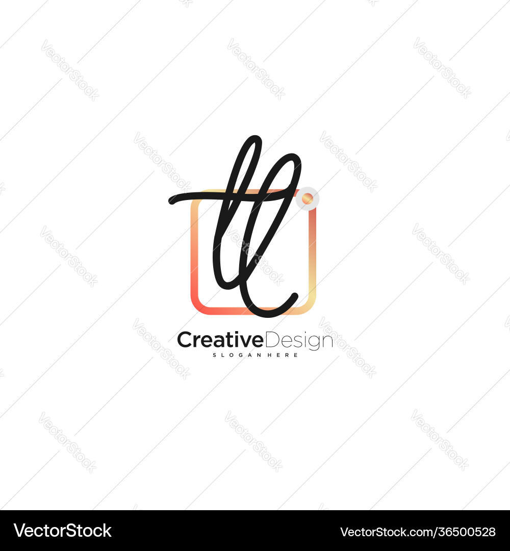 Tl initial letter handwriting logo art hand drawn Vector Image