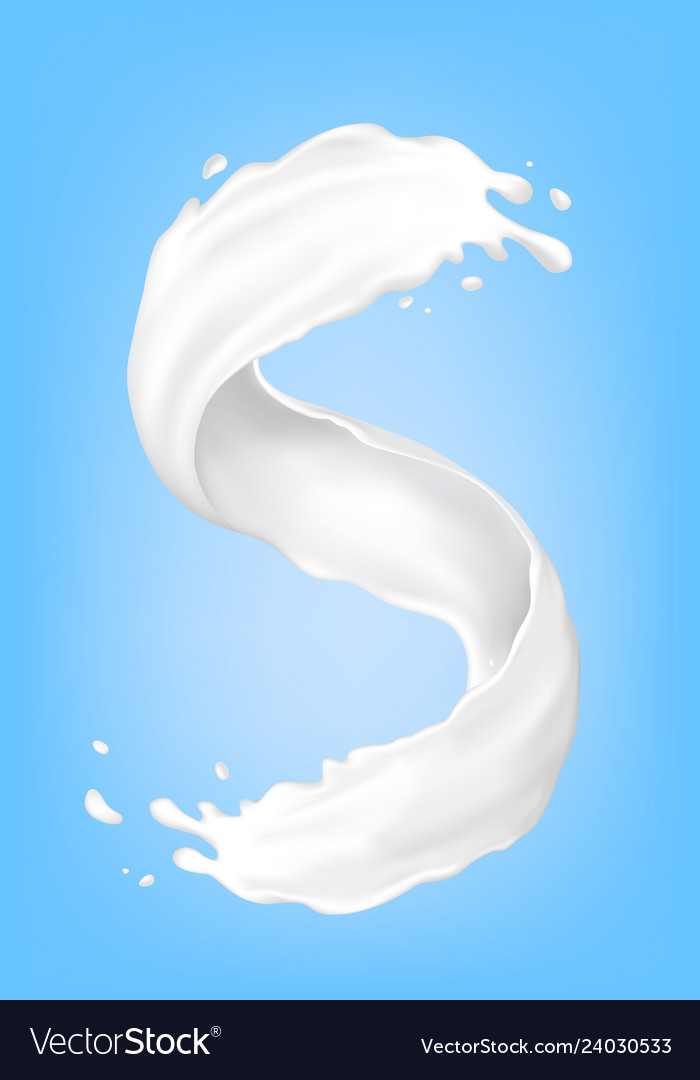 Big milk splash and pouring realistic Royalty Free Vector