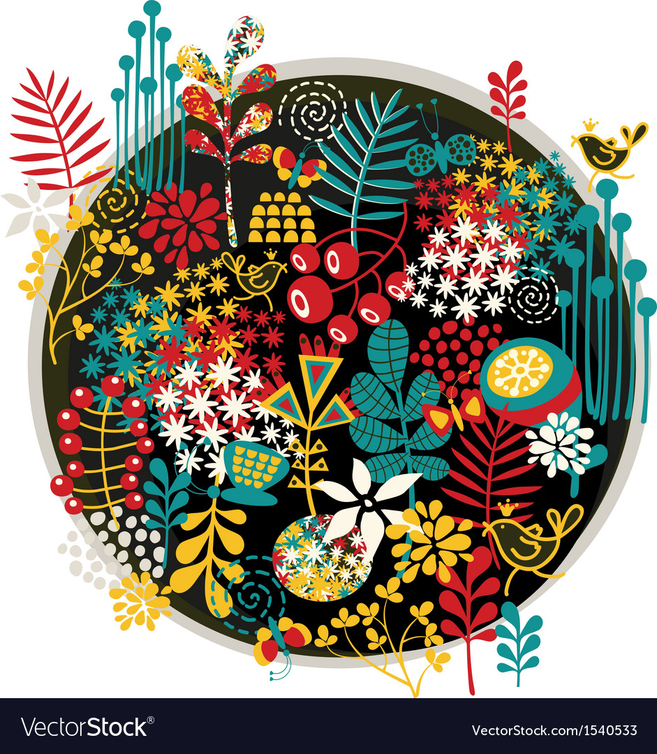 Birds and flowers print Royalty Free Vector Image