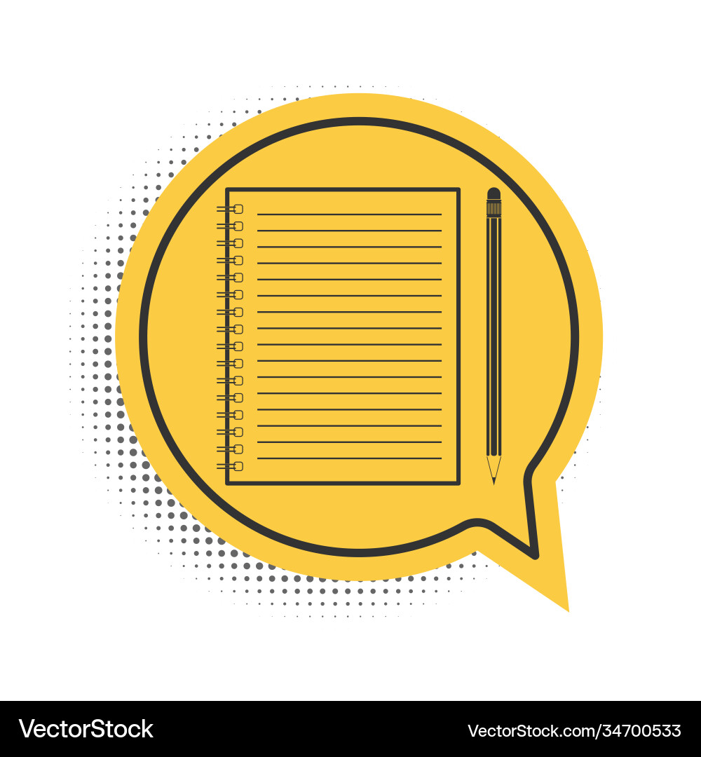 Black blank notebook and pencil with eraser icon Vector Image