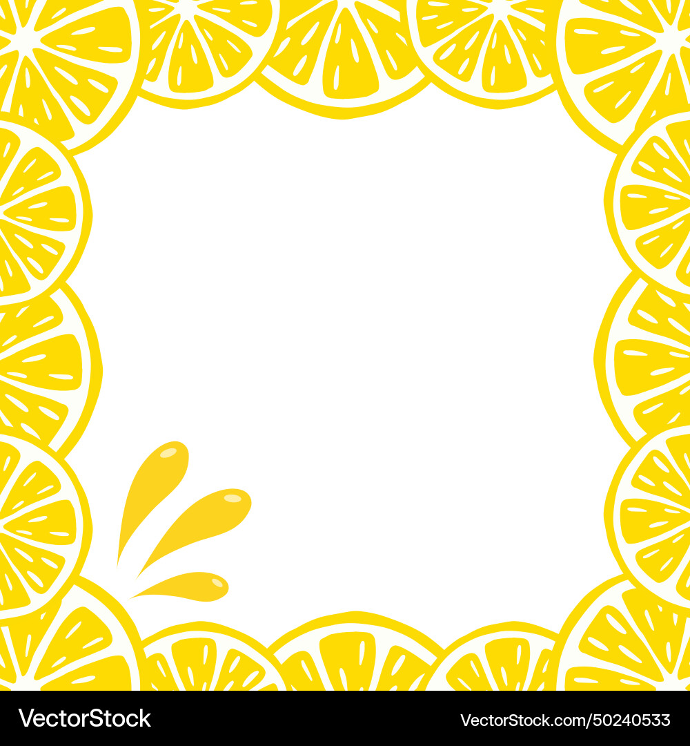 Border of lemon slices composition citrus Vector Image