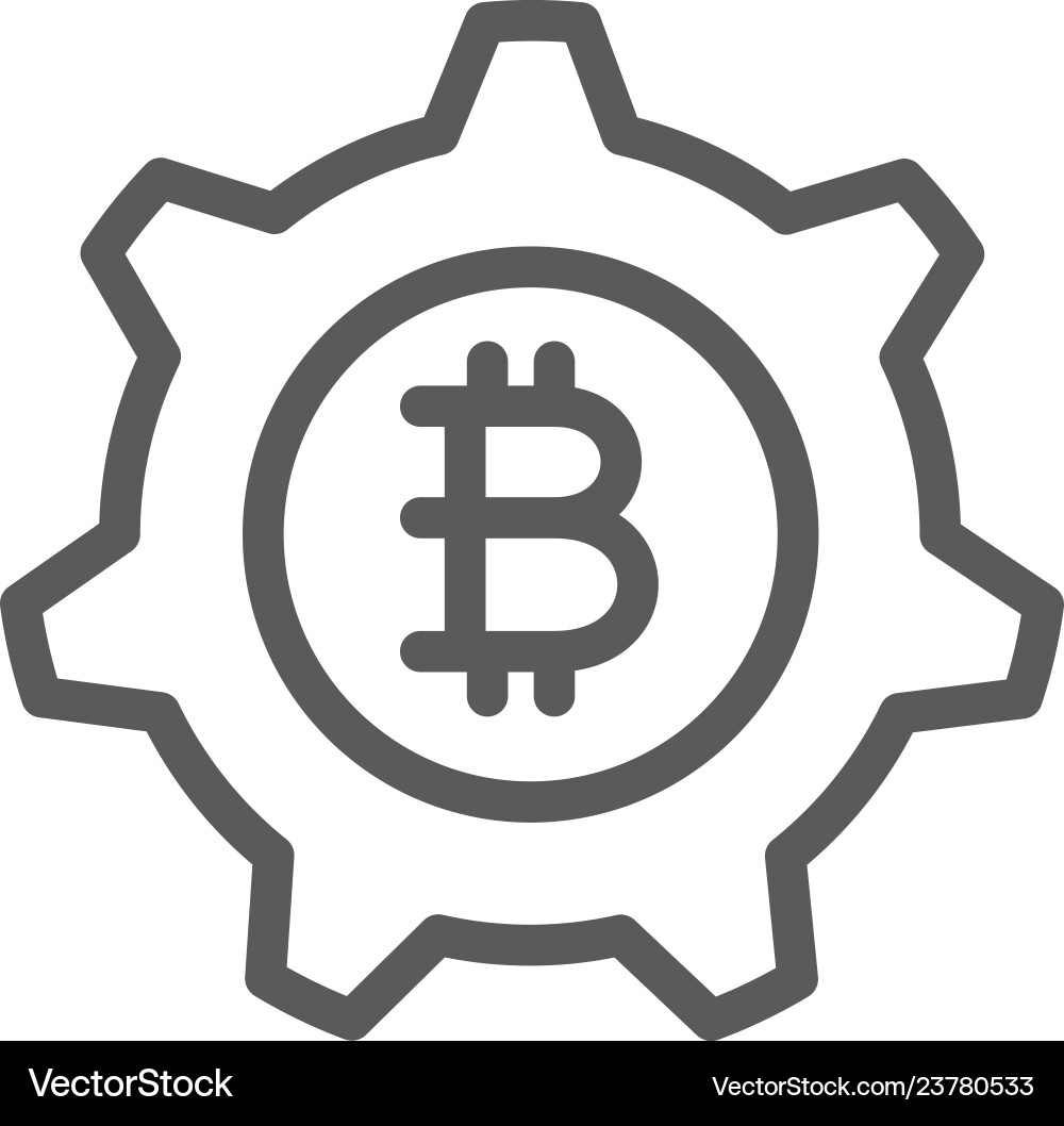 Gear wheel with bitcoin blockchain Royalty Free Vector Image