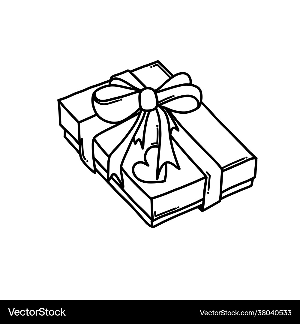 Gift doodle icon drawing sketch hand drawn Vector Image