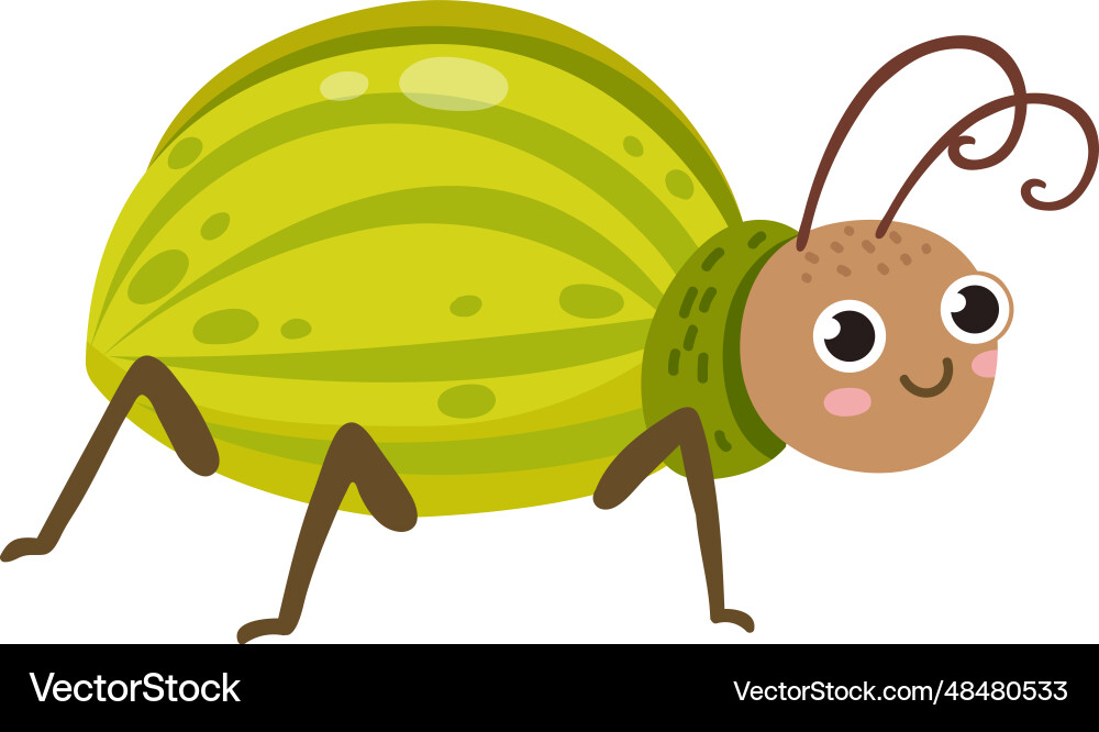 Green striped bug cartoon beetle funny character Vector Image