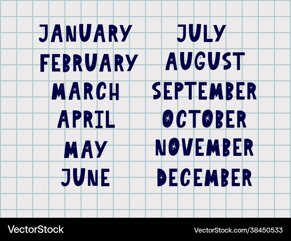 Handwritten names months december january Vector Image