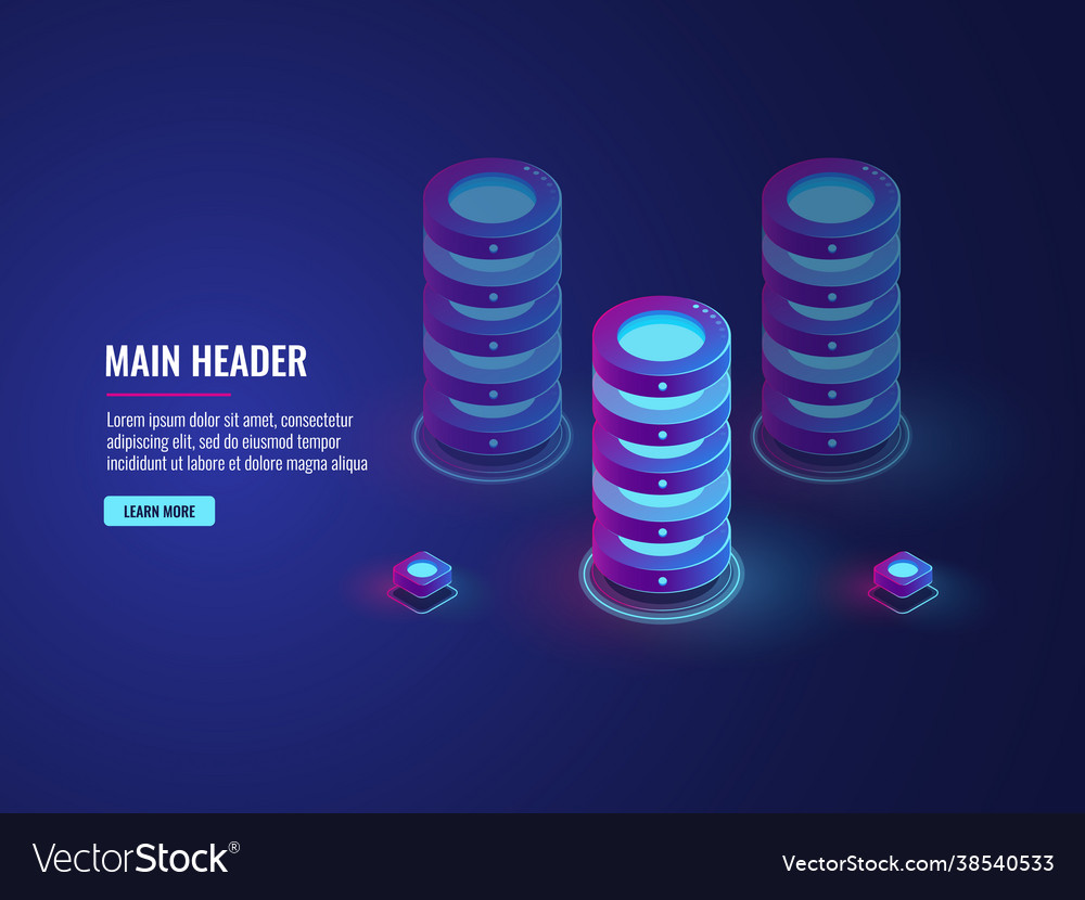 Isometric database cloud storage concept server Vector Image
