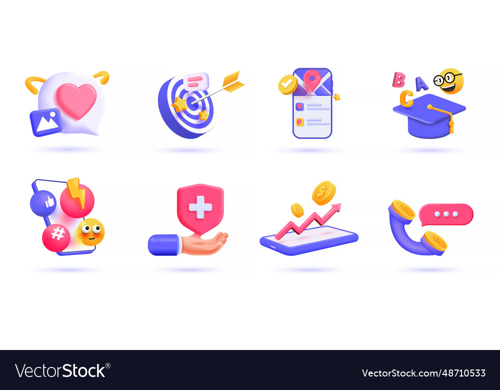Modern 3d icons 5 Royalty Free Vector Image - VectorStock