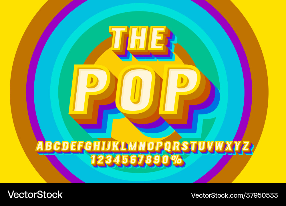Pop retro font set collection letters and numbers Vector Image