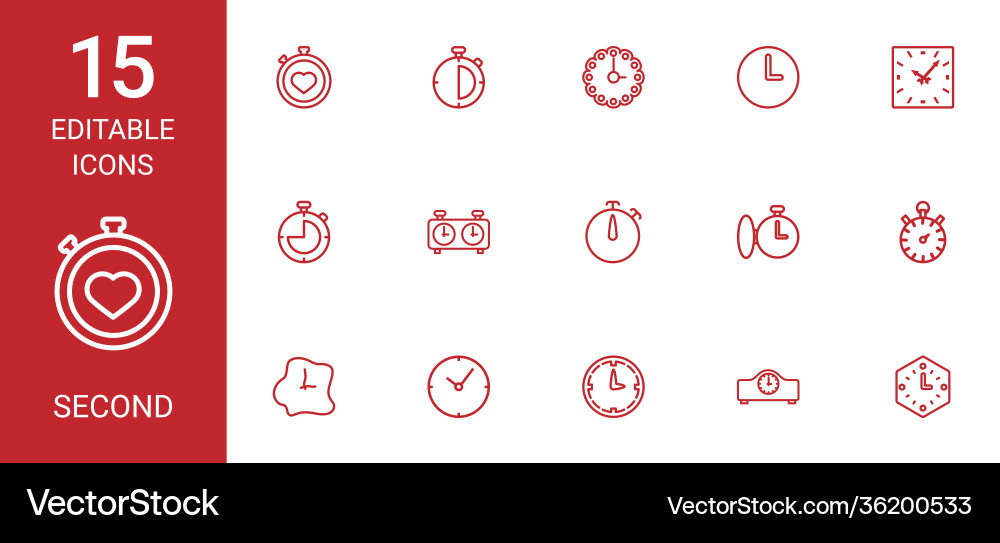 Second icons Royalty Free Vector Image - VectorStock