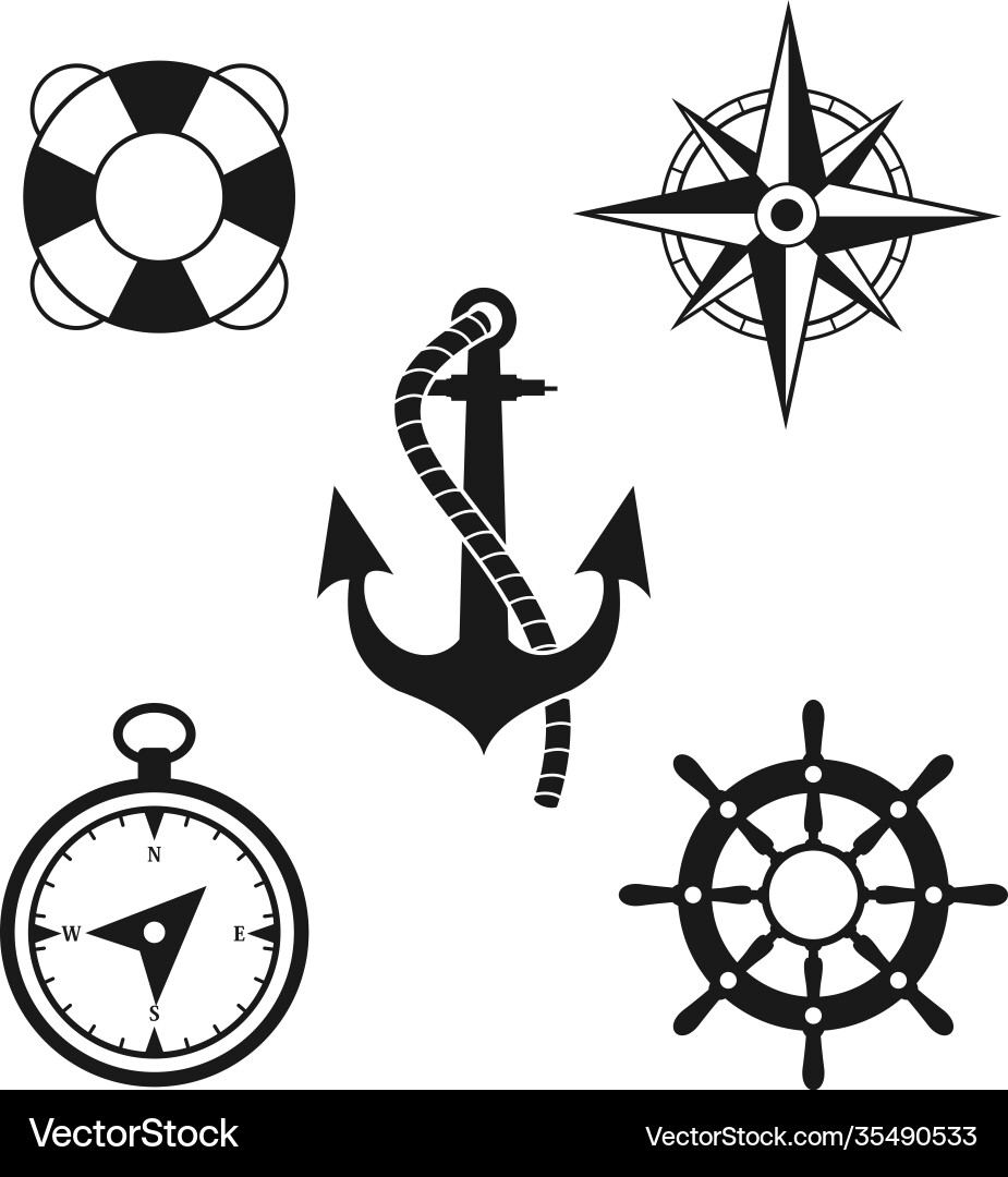 Set marine maritime or nautical icon Royalty Free Vector
