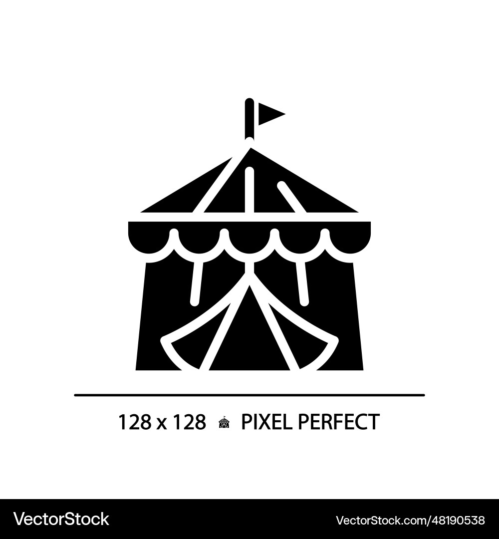 2d glyph style black circus tent icon Royalty Free Vector