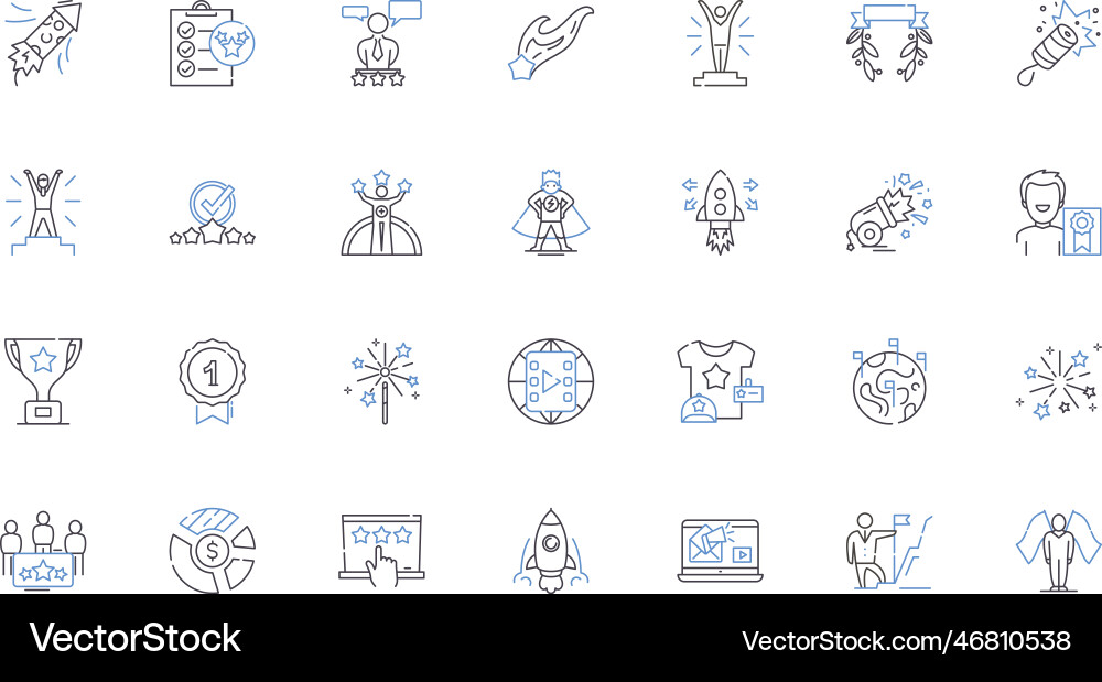 Abundance line icons collection prosperity Vector Image