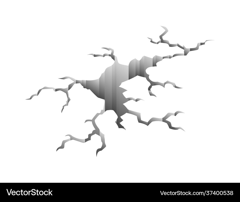 Crack after earthquake hole in ground Royalty Free Vector