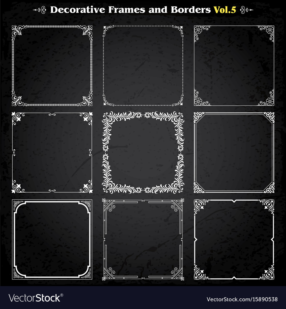 Decorative square frames and borders set 5 Vector Image