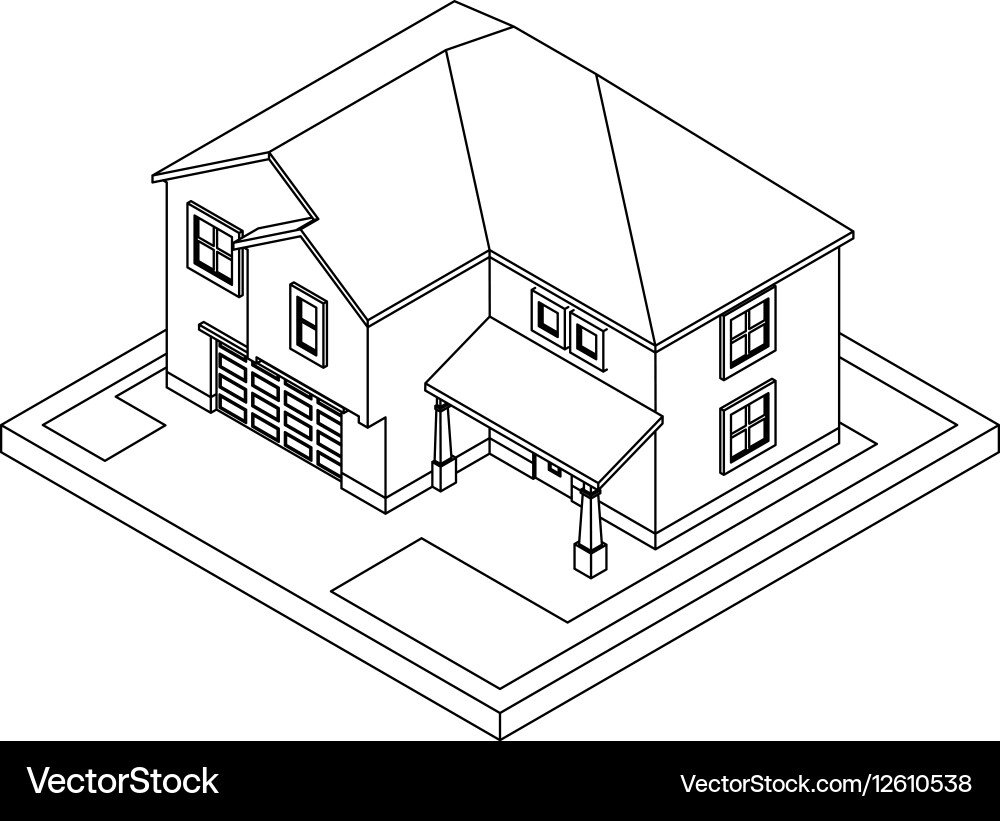 Drawing of private house Royalty Free Vector Image