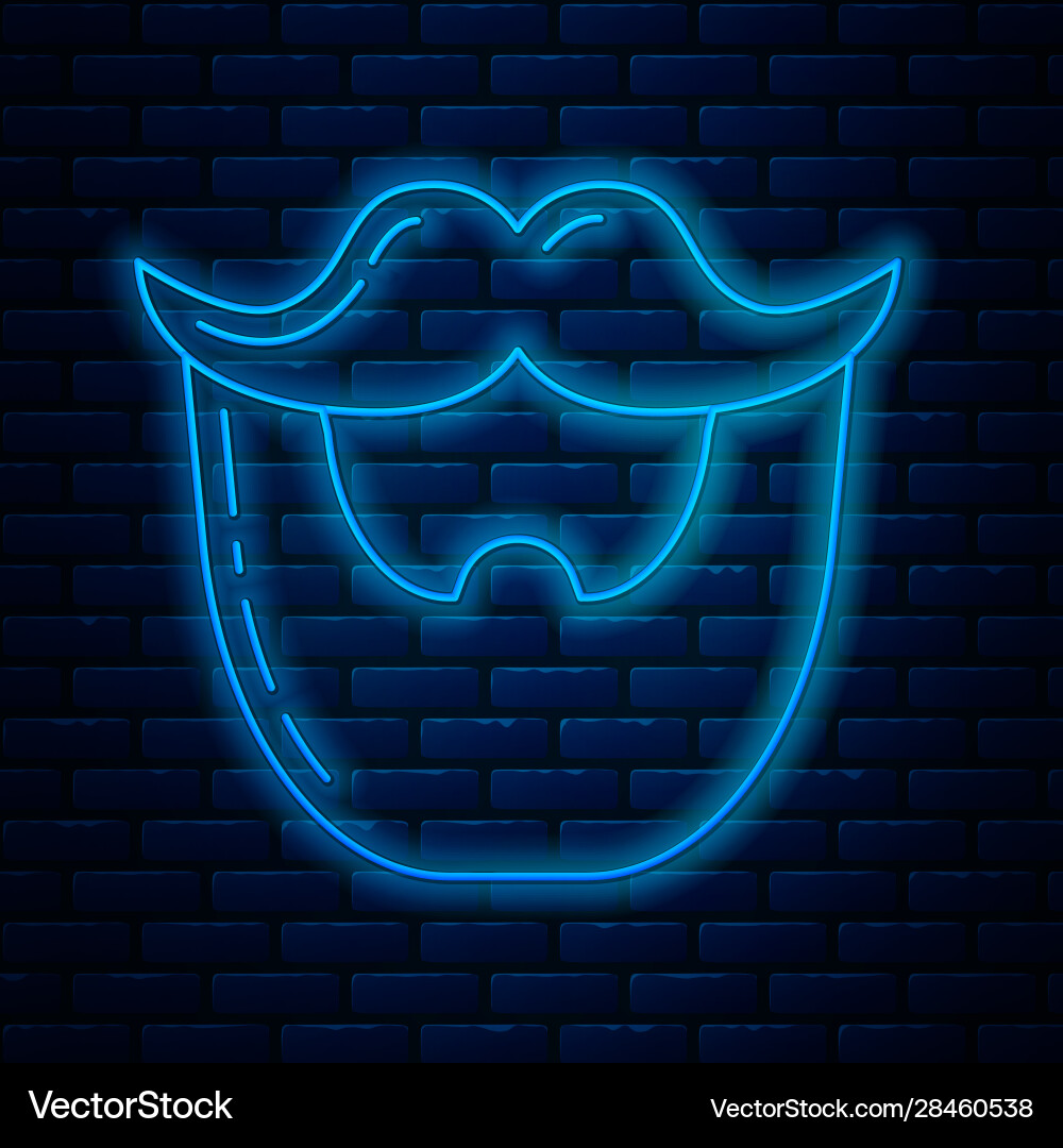 Glowing neon line mustache and beard icon Vector Image