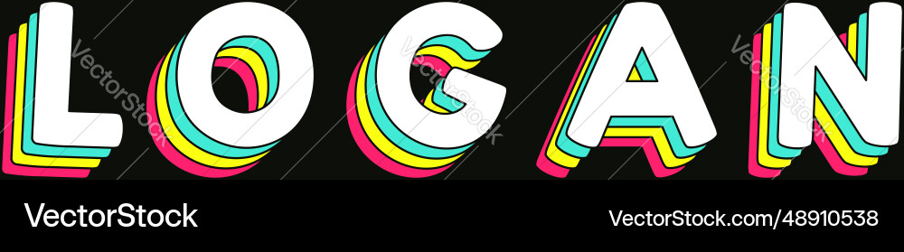 Logan - retro rainbow typography faded style Vector Image