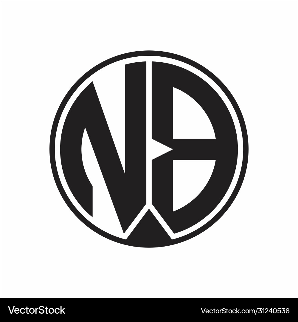 Nb logo monogram circle with piece ribbon style Vector Image