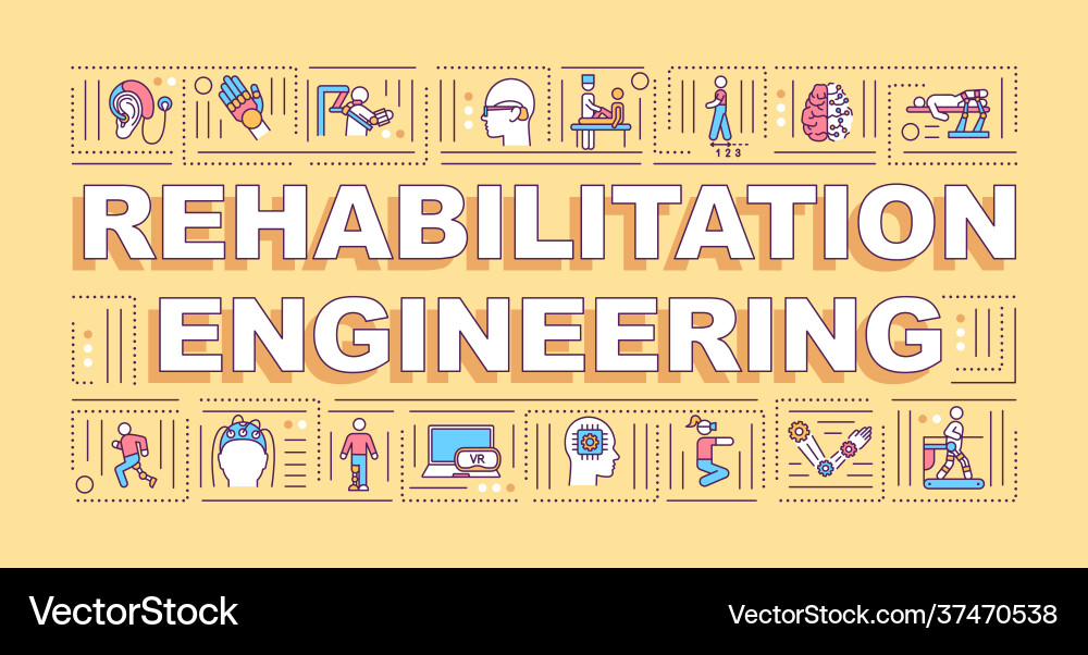 Rehabilitation engineering word concepts banner Vector Image