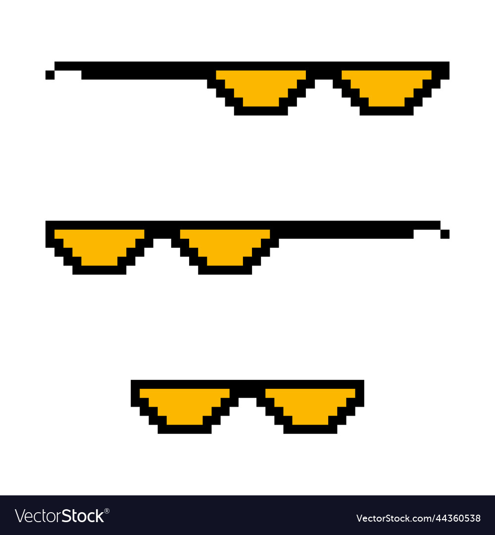 Set Of Fun Retro Pixel Sun Glass Icon Life Style Vector Image