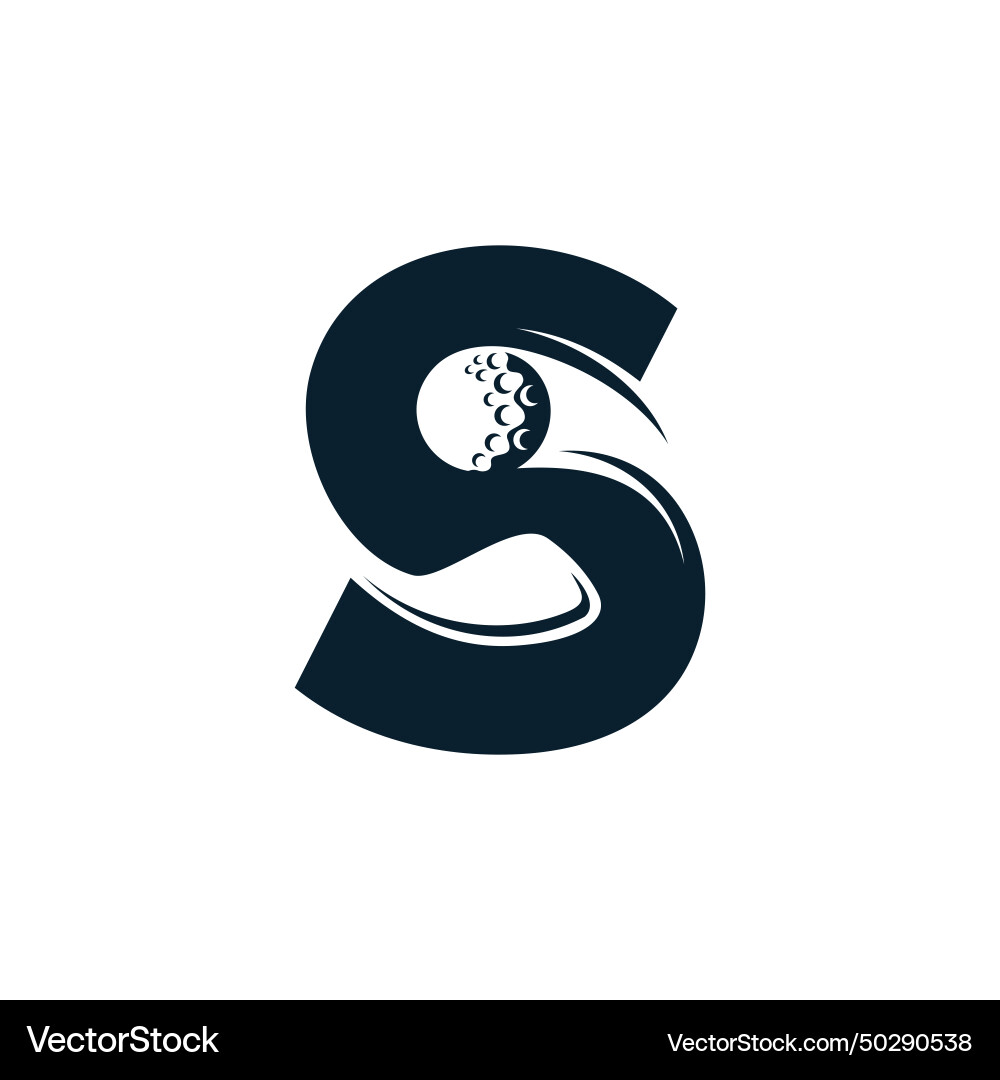 Smash golf logo with letter s concept Royalty Free Vector