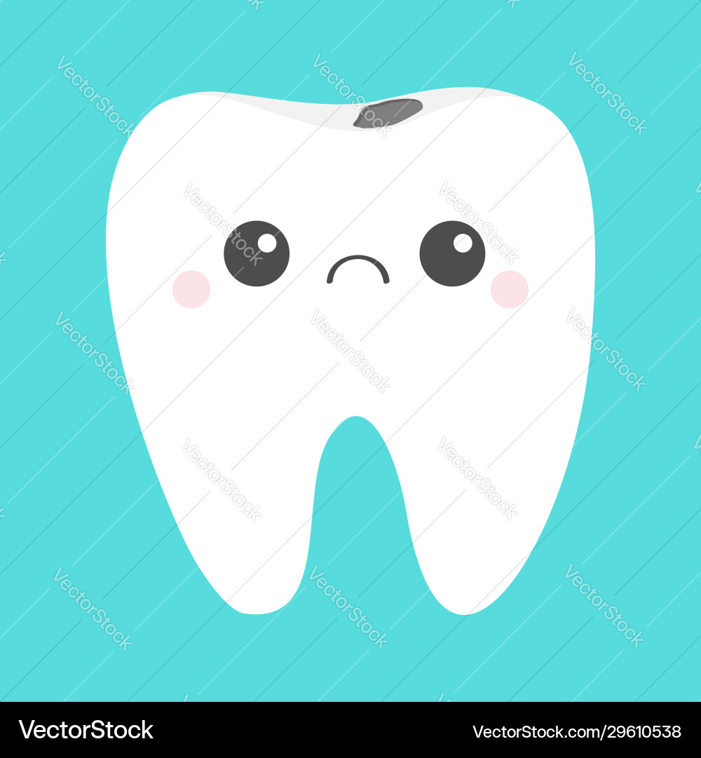 Tooth icon sad face with caries crying bad ill Vector Image