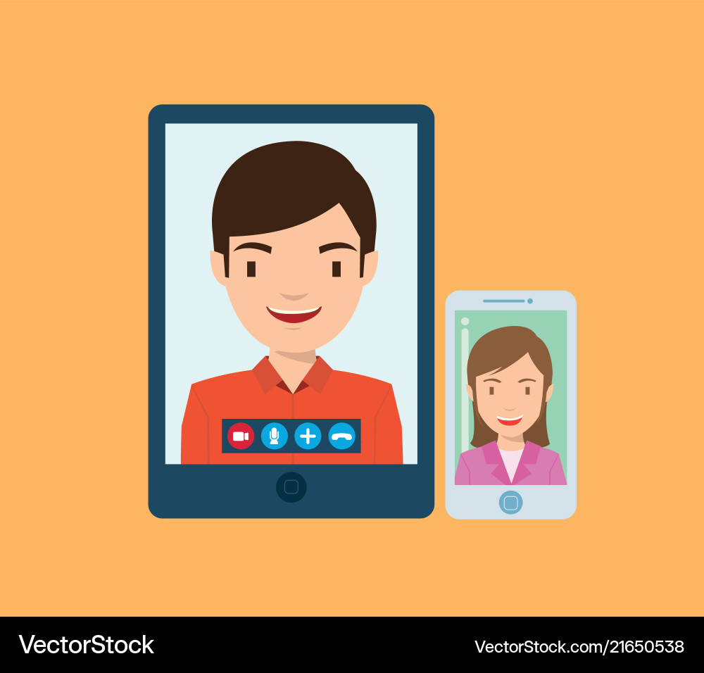 Video call with business team Royalty Free Vector Image