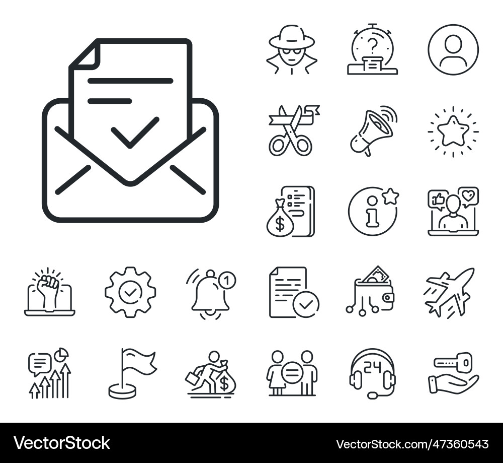 Approved mail line icon accepted or confirmed Vector Image