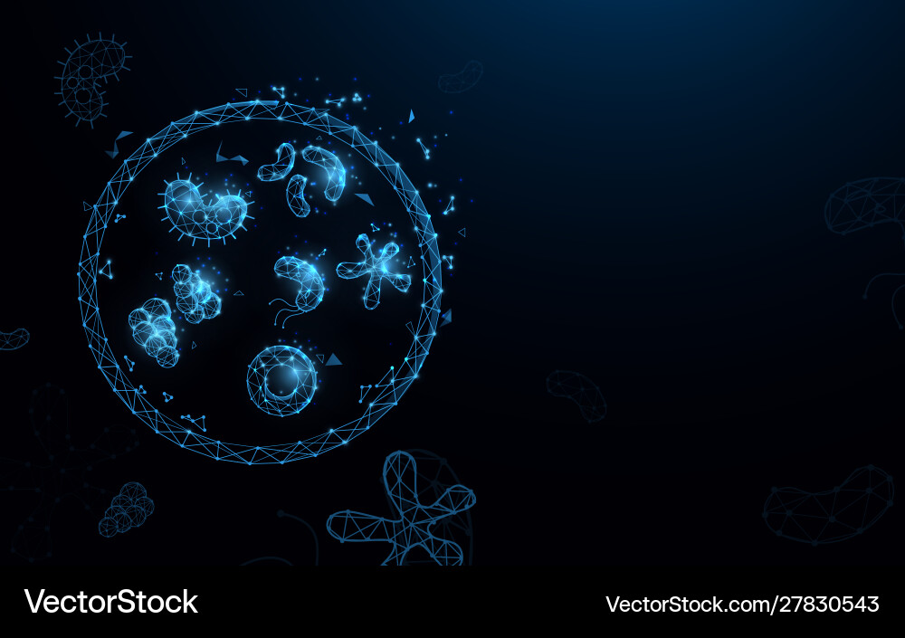 Bacteria and germs virus form lines and particle Vector Image