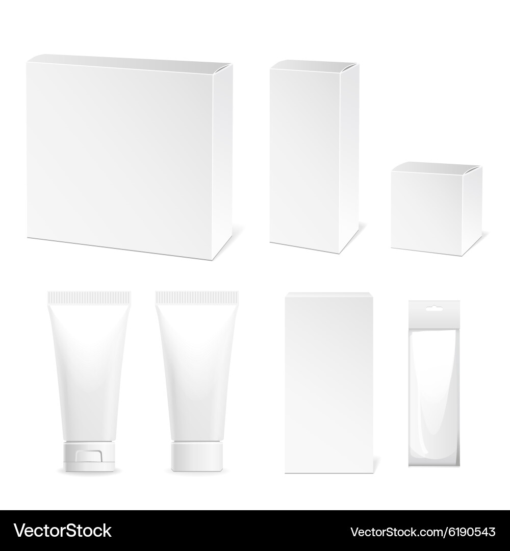 Collection of tubes and packing boxes Royalty Free Vector