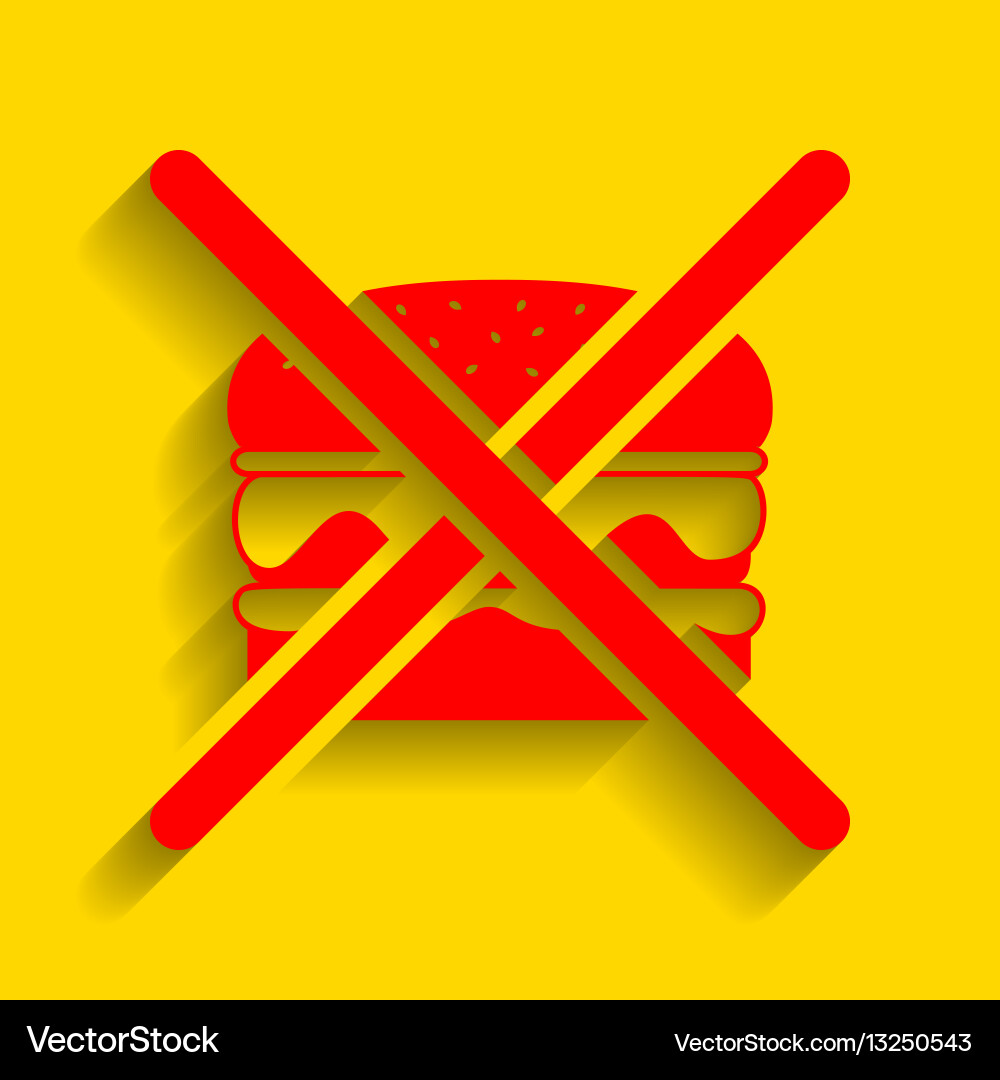 No burger sign red icon with soft shadow Vector Image