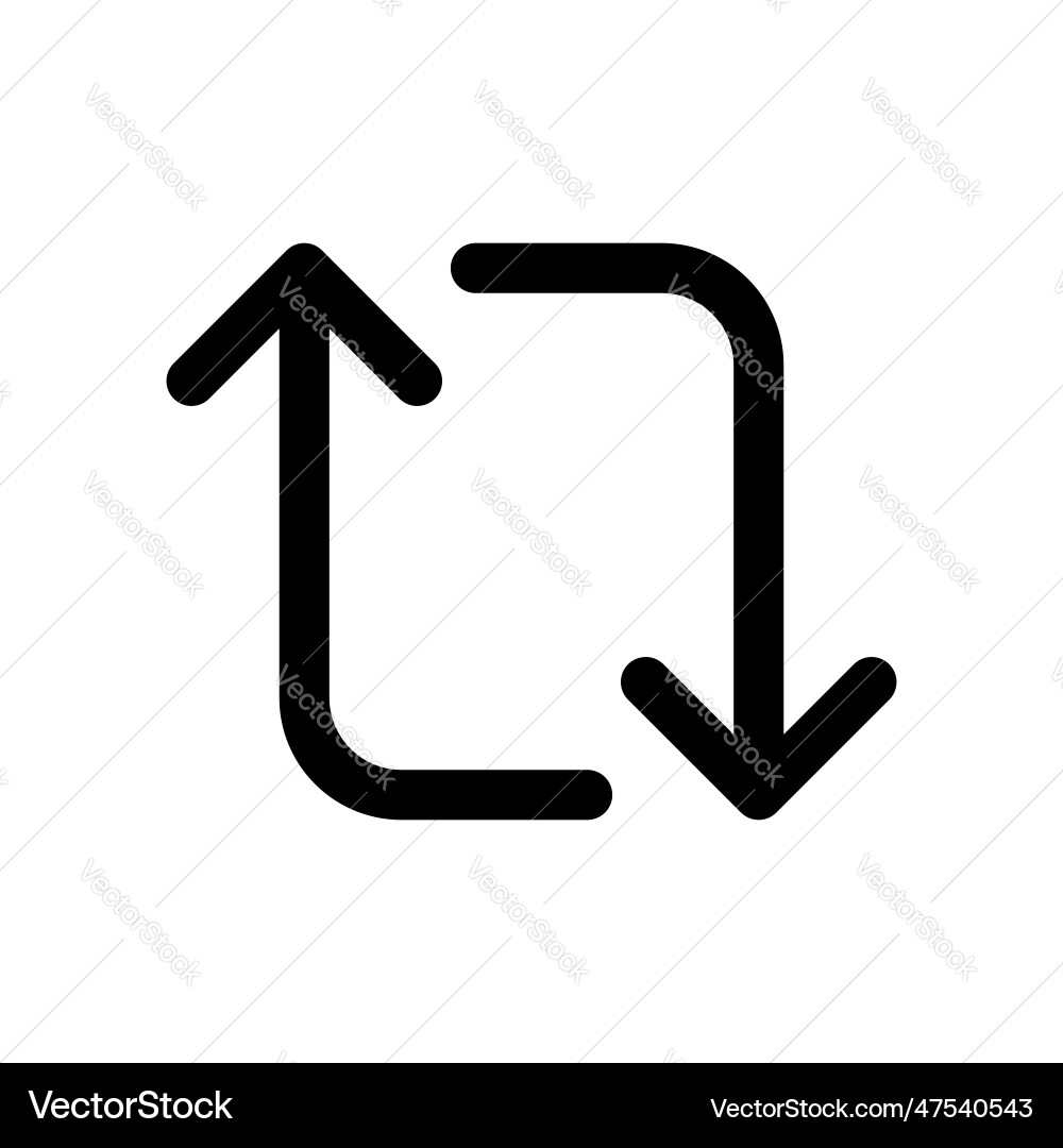 Retweet arrow symbol flat icon isolated Royalty Free Vector