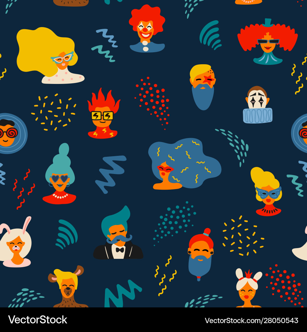 Seamless pattern with funny male and female Vector Image
