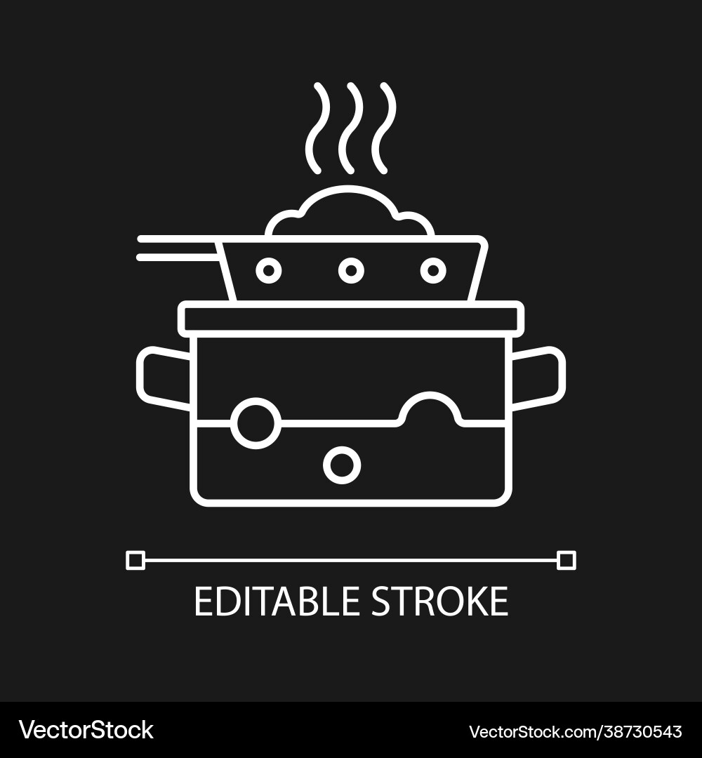 Steam for cooking white linear icon for dark theme