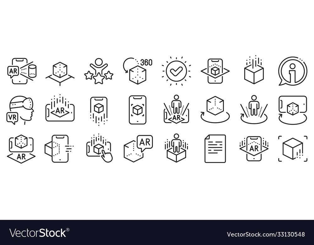 Augmented reality line icons vr simulation Vector Image