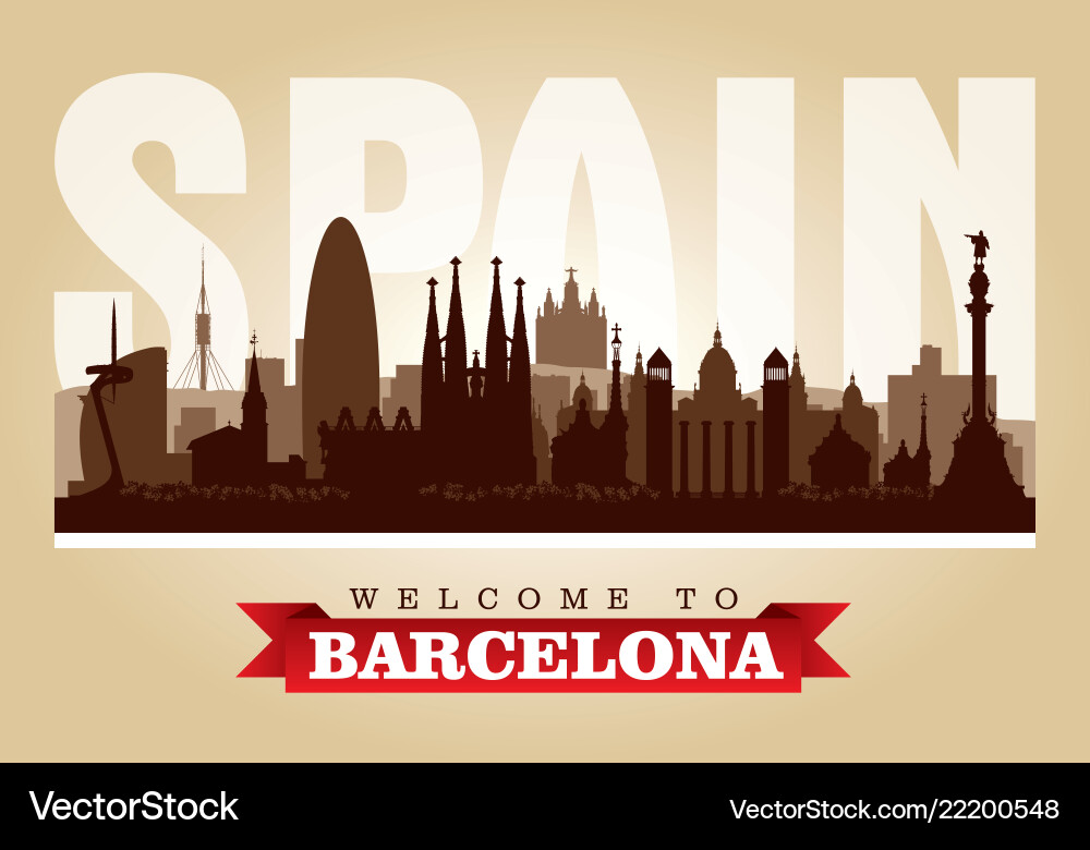 Barcelona spain city skyline silhouette Royalty Free Vector