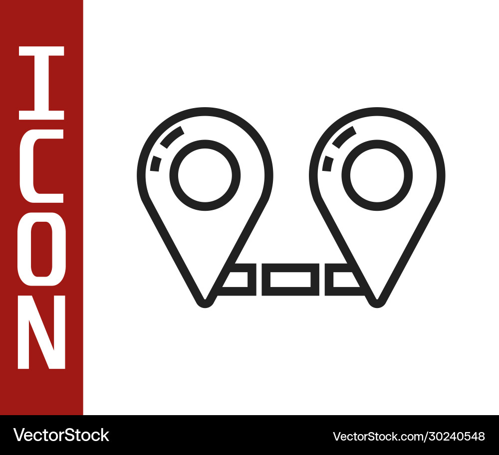 Black line route location icon isolated on white Vector Image
