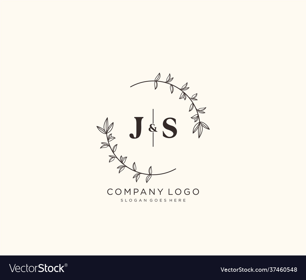 Initial js letters beautiful floral feminine Vector Image