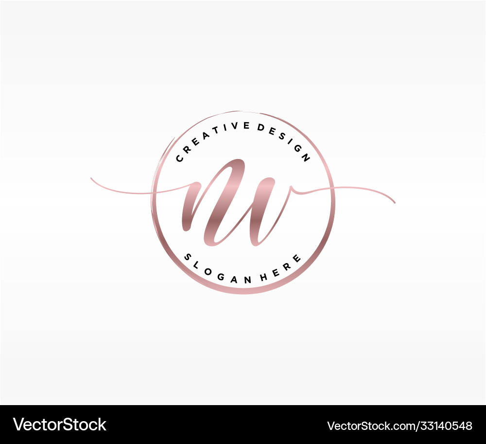 Initial nv handwriting logo with circle template Vector Image