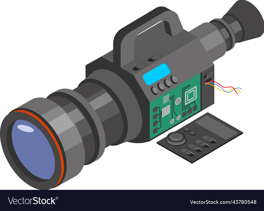 Isometric broken camera Royalty Free Vector Image