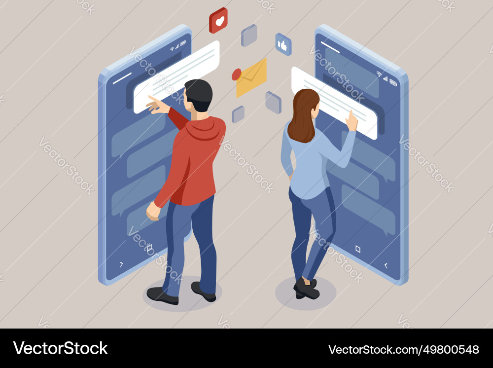 Isometric effective social media marketing Vector Image