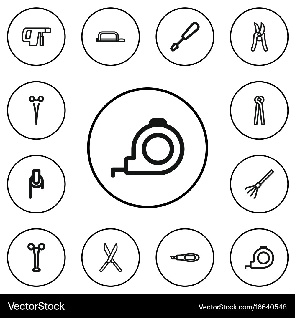 Set of 12 editable tools outline icons includes Vector Image