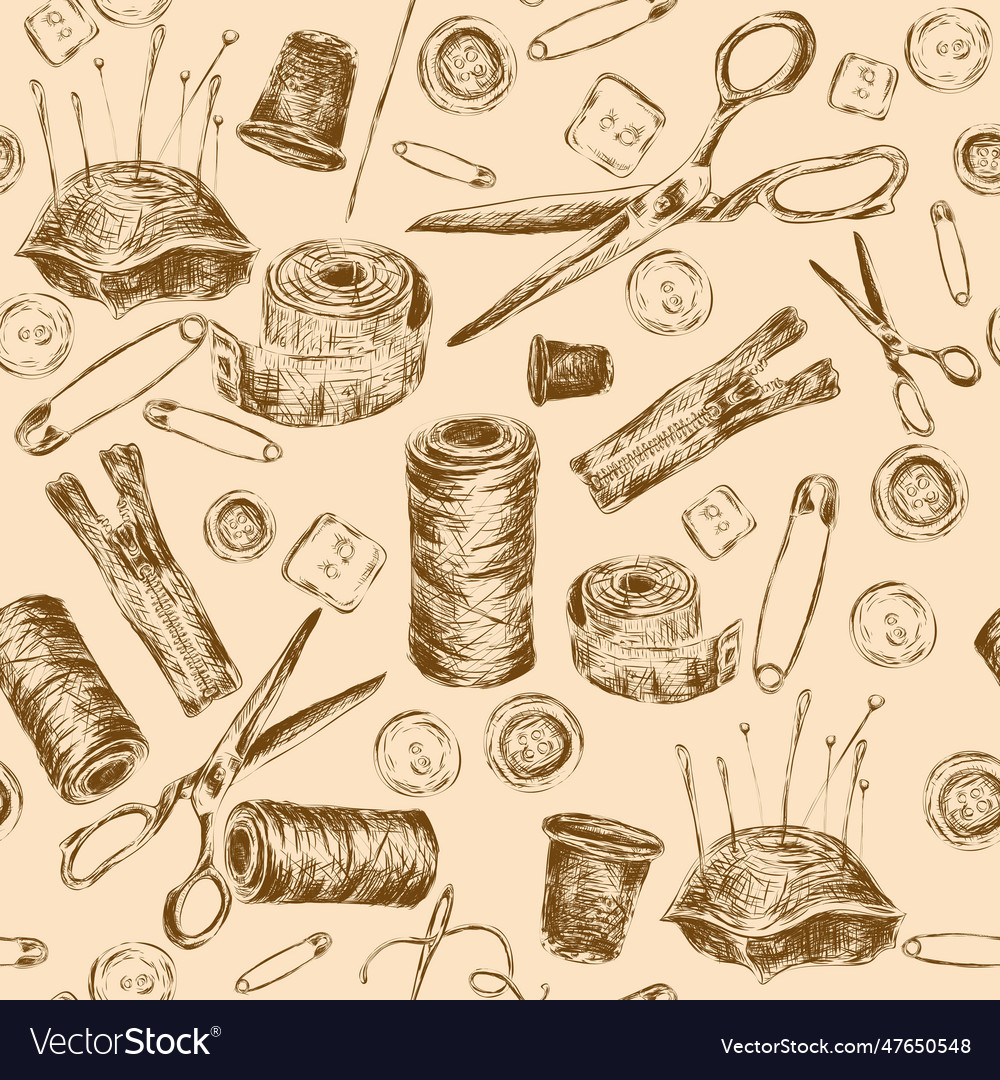 Sewing seamless pattern Royalty Free Vector Image