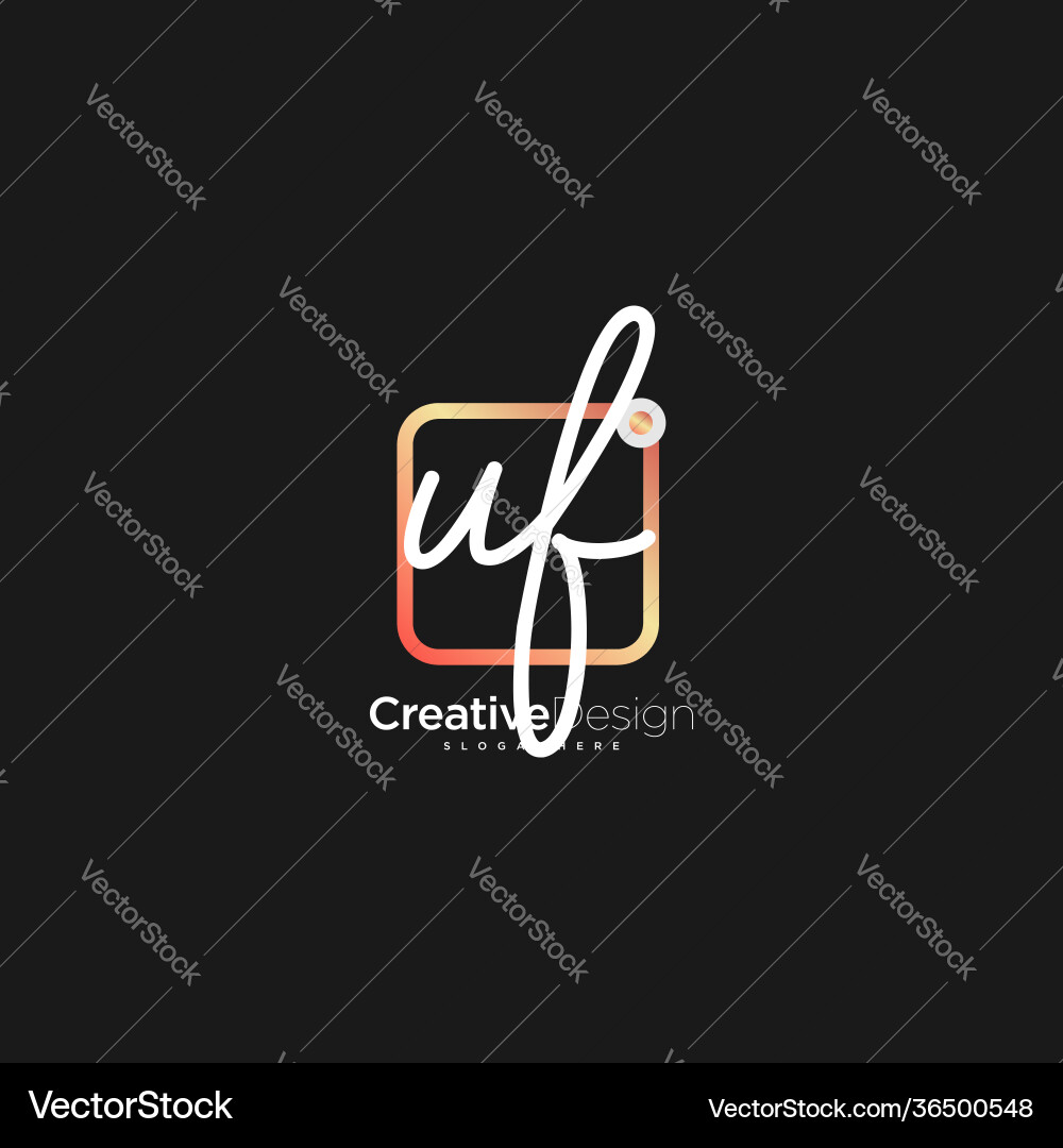 Uf initial letter handwriting logo art hand drawn Vector Image