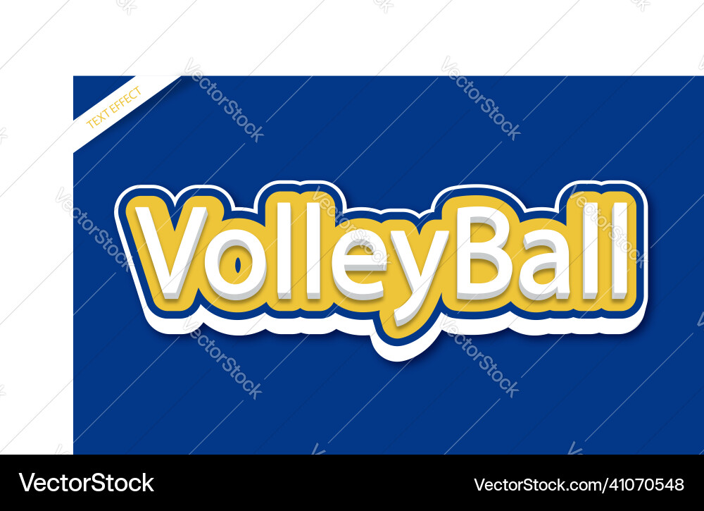 Volleyball colorful yellow white blue text effect Vector Image