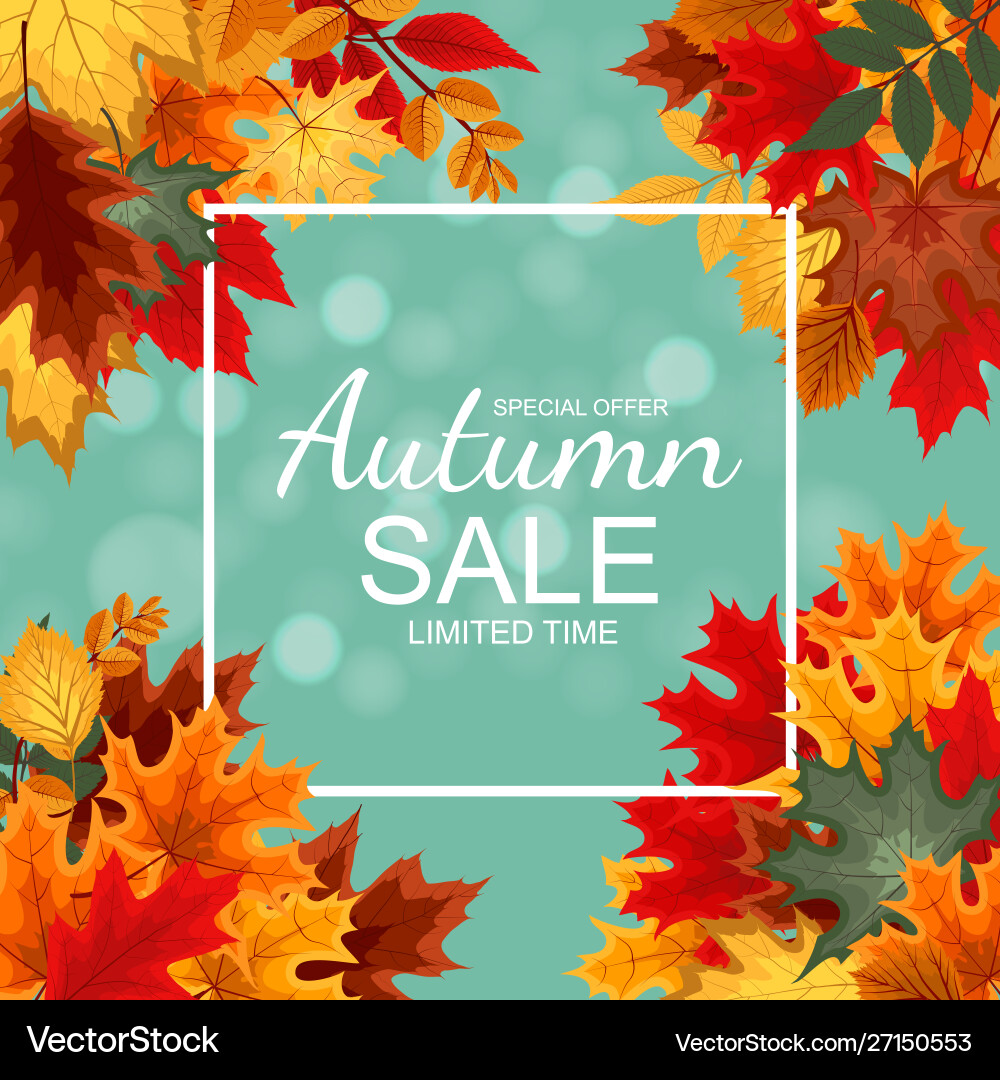 Abstract autumn sale background with falling Vector Image