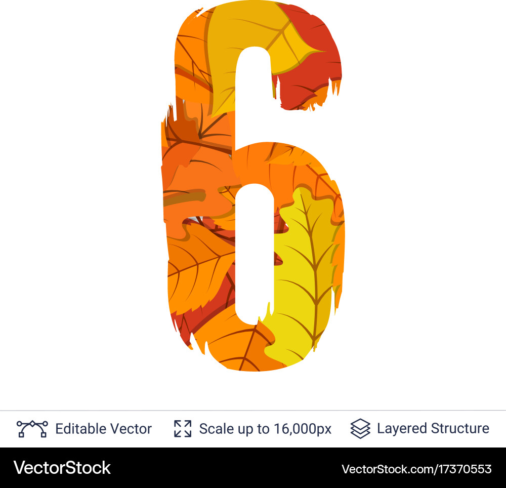 Autumn fall bright orange leaves number Royalty Free Vector