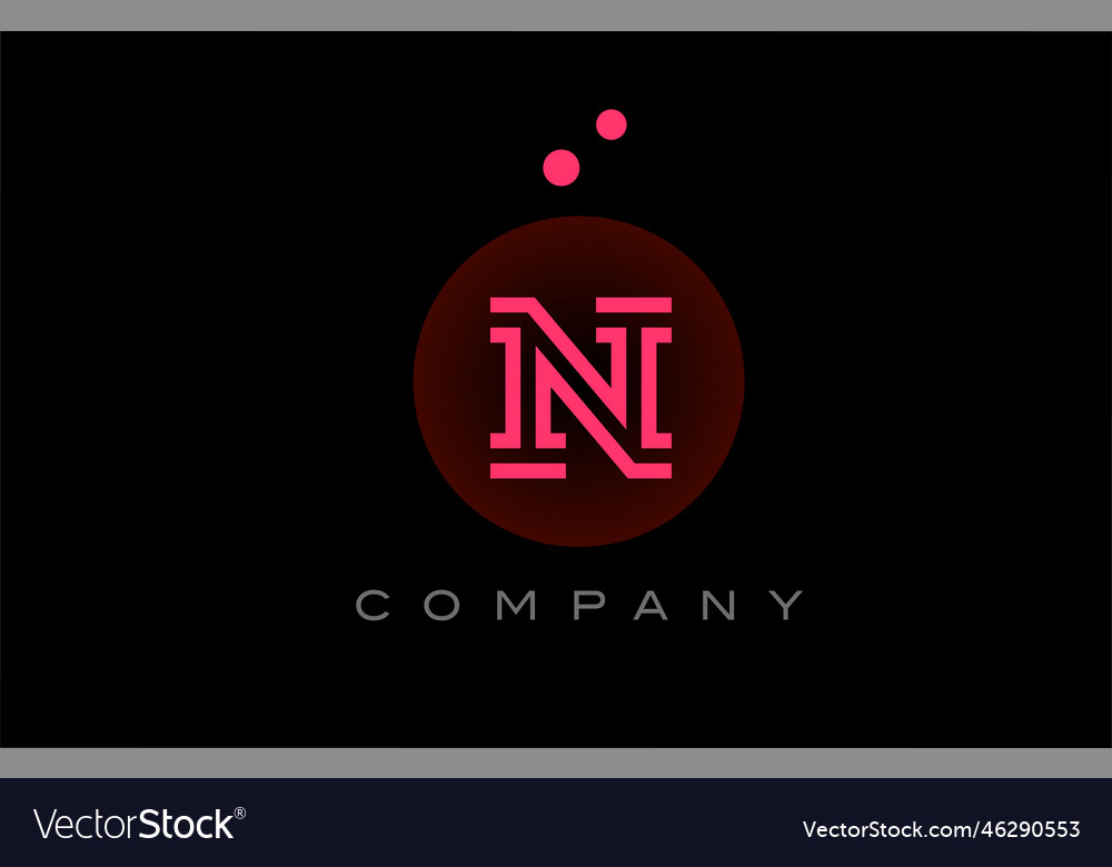 Black pink n alphabet letter logo icon with dots Vector Image